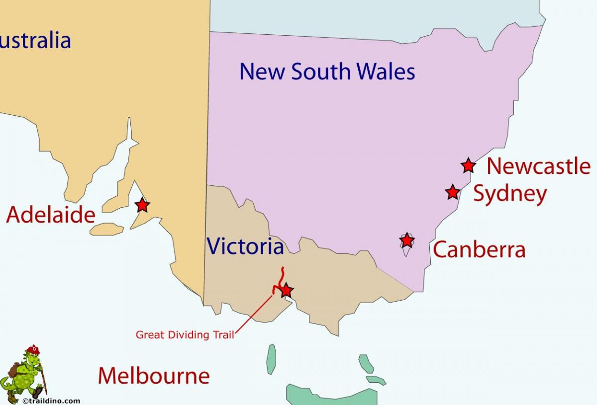 Great dividing range Australia map - Great dividing range on map of Australia (Australia and New ...